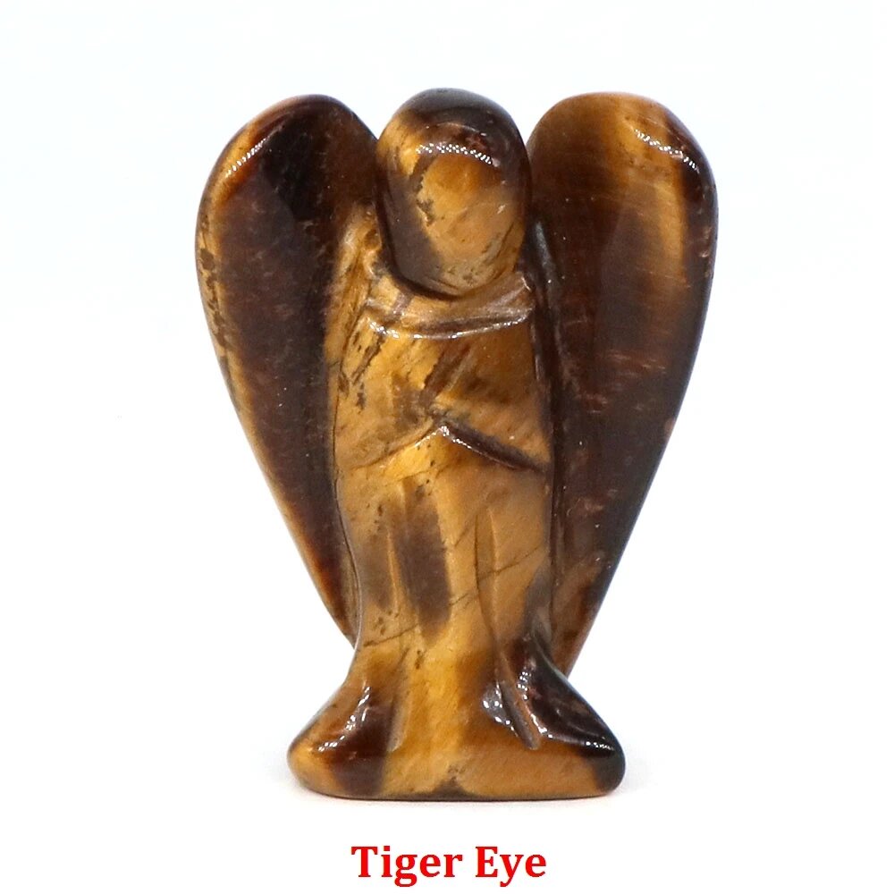 Статуэтка Ангела-хранителя из аметиста и розового кварца 1 PC, Tiger Eye