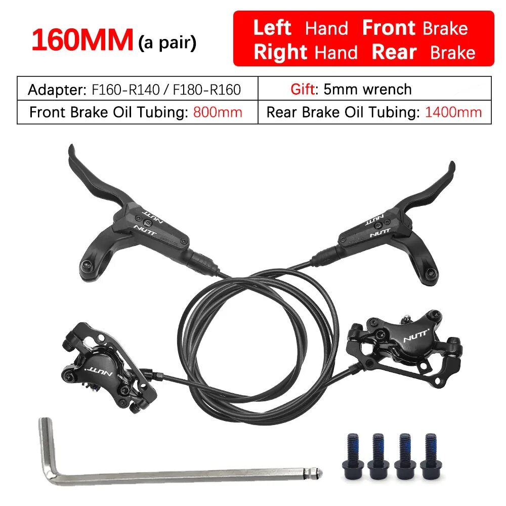 Гидравлический тормоз NUTT A2 MTB, масляные диски для велосипеда, рычаг, 2 поршня, 160 мм, 180 мм, ротор, передний и задний суппорт, левый и правый для деталей велосипеда