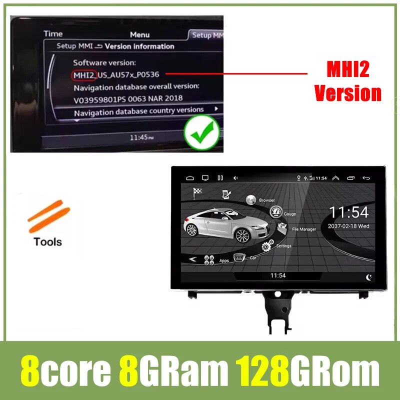 9-дюймовый для Audi A6 C7 A7 2012-2018 плеер автомобильный радиоприемник Android 15 MHI2 8G 128G
