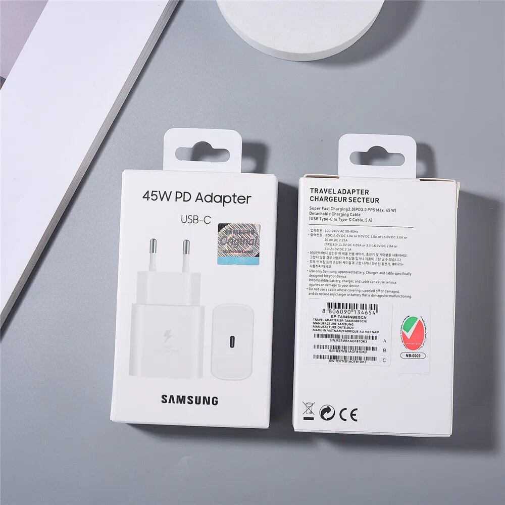 Оригинальное зарядное устройство SAMSUNG A56 C55 F56 45 Вт, адаптер питания для EU charger(BOX)