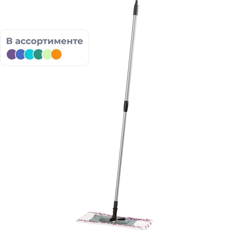 Швабра флаунд пласт 40х11 в сборе с насадк Soft микроф, телескоп. чер SV5102