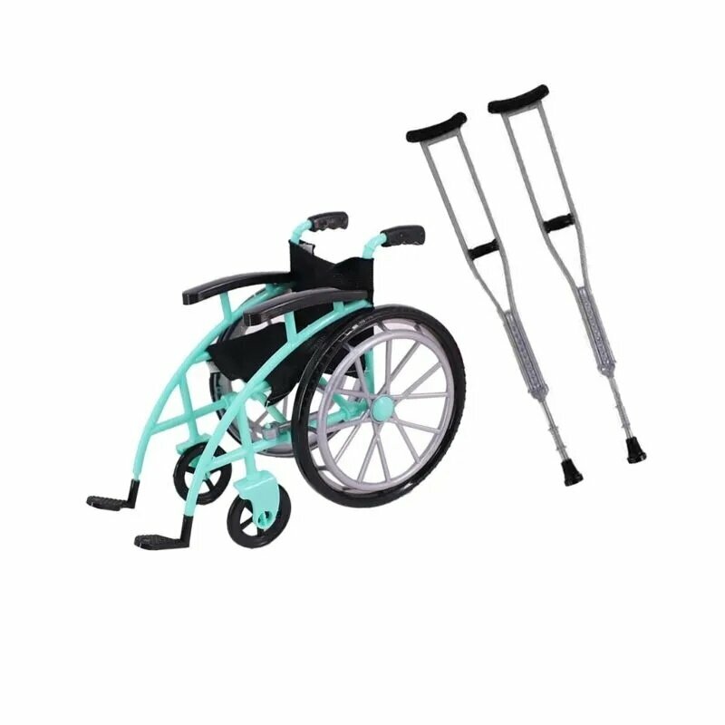 (набор из 3 предметов) Игрушечный игровой домик-симулятор, складные реабилитационные костыли для инвалидных колясок-зеленый