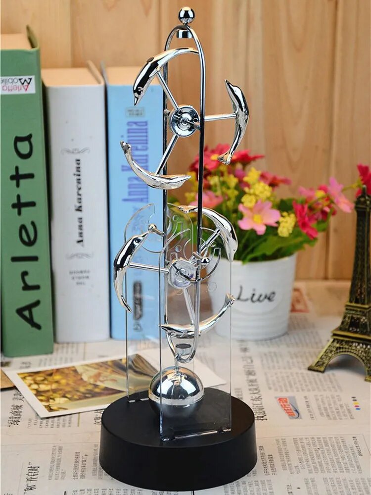 Маятник Ньютона Физический маятник для украшения дома, офиса, настольный декор, дельфин, металл, 10.5 см