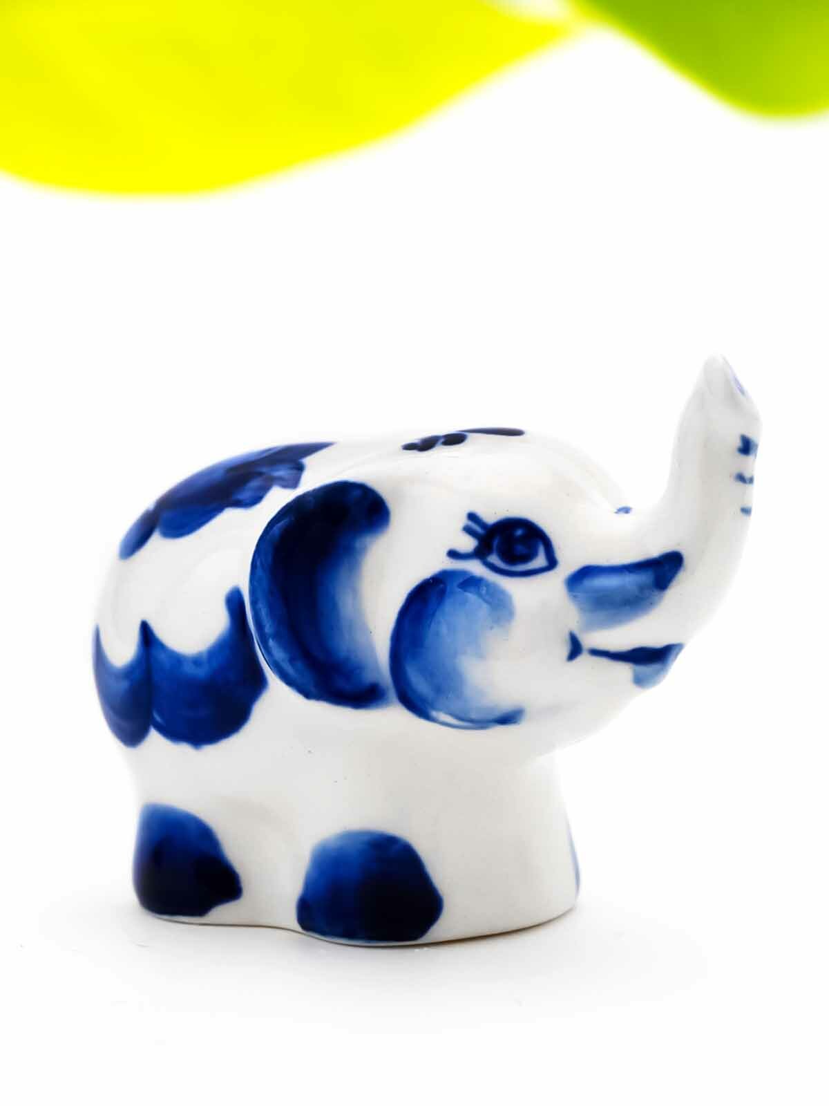 Фигурка коллекционная - Слоник, Гжель, Фарфор, 4,5 см