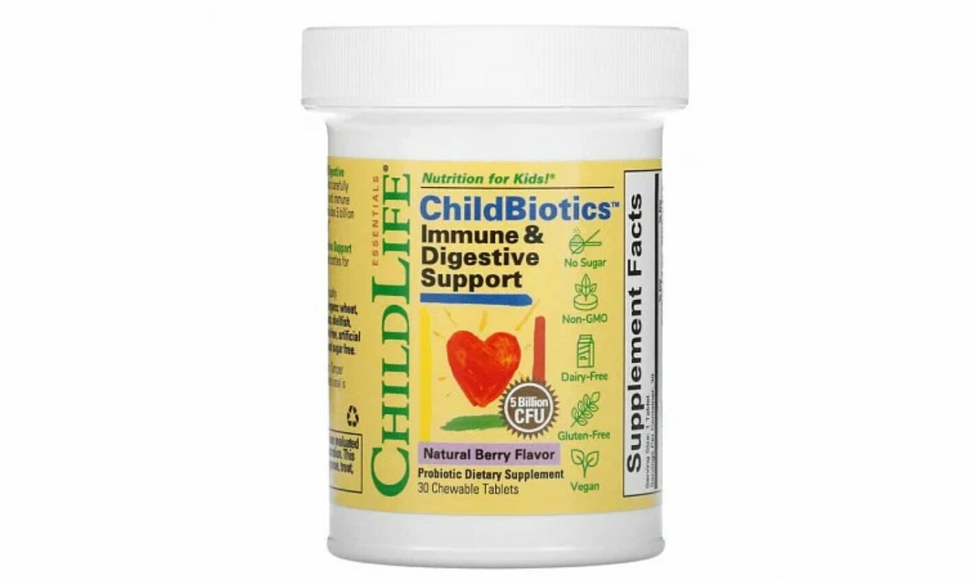 ChildLife, LiveBiotics, поддержка иммунитета и пищеварения, ягодный вкус, 5 млрд КОЕ, 30 жевательных таблеток