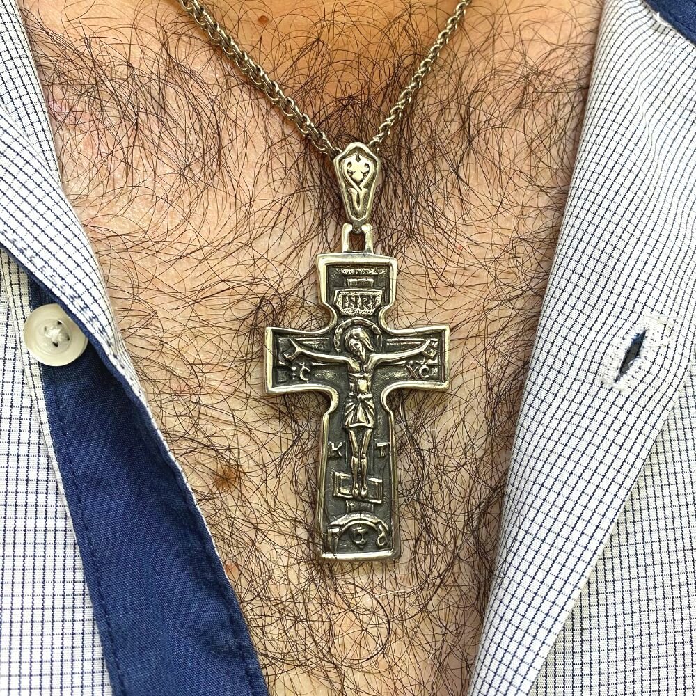 Крестик, серебро, 925 проба, чернение