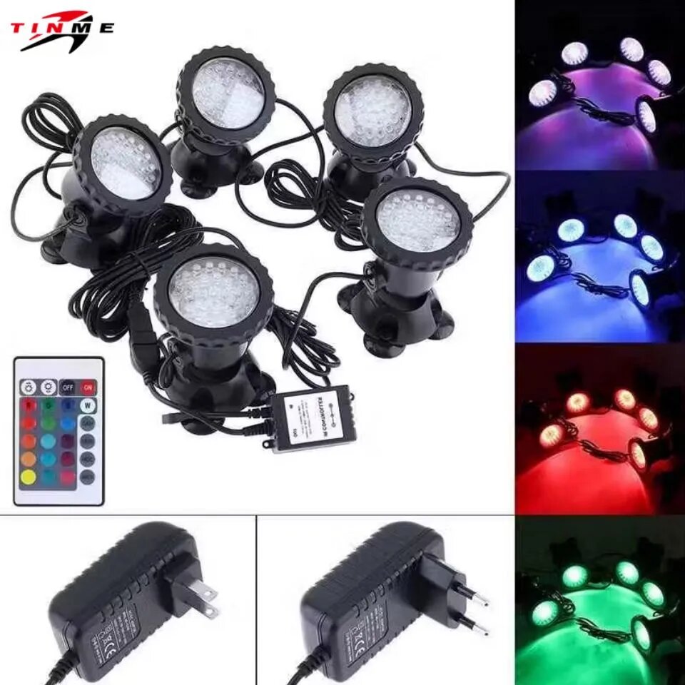 5 x меняющие цвет прожекторы для пруда IP68 RGB 36LEDs с регулируемой яркостью для сада газона дерева флага фонтана