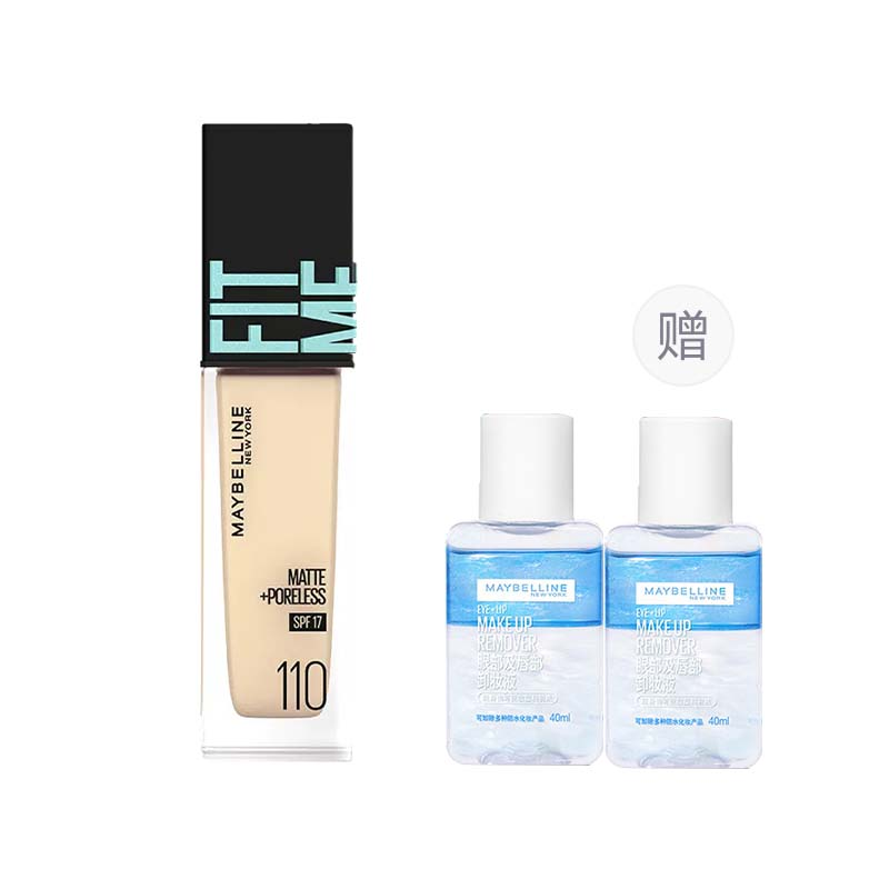 Тональная основа жидкая женская Maybelline, Matte 110+ Eye & Lip Removal 40ml*2