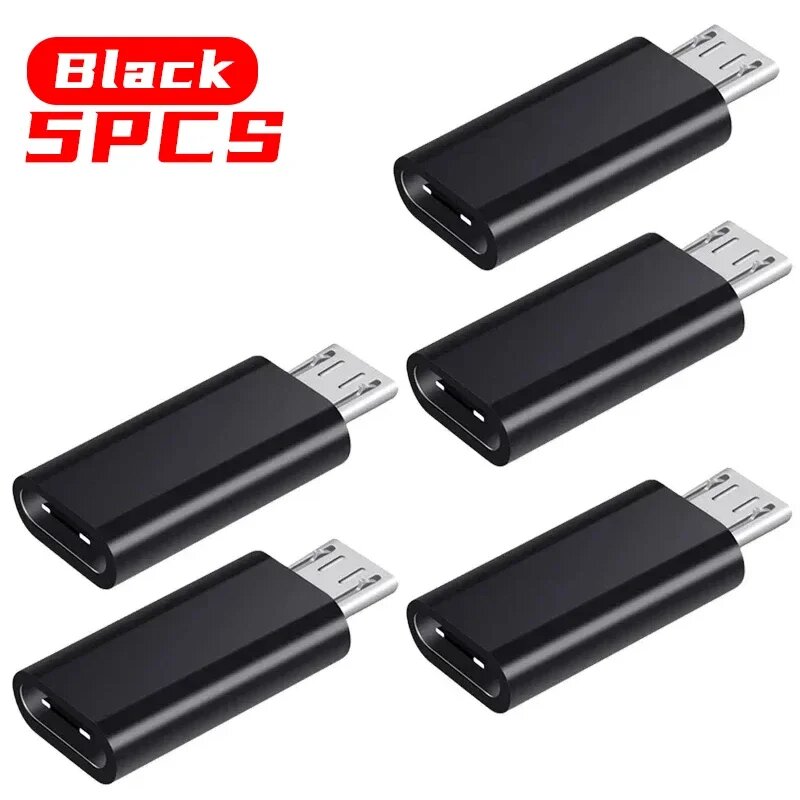 Мини-переходник OTG типа C «мама» на микро-USB «папа» для телефона Xiaomi Huawei Android, 5PCS-Black