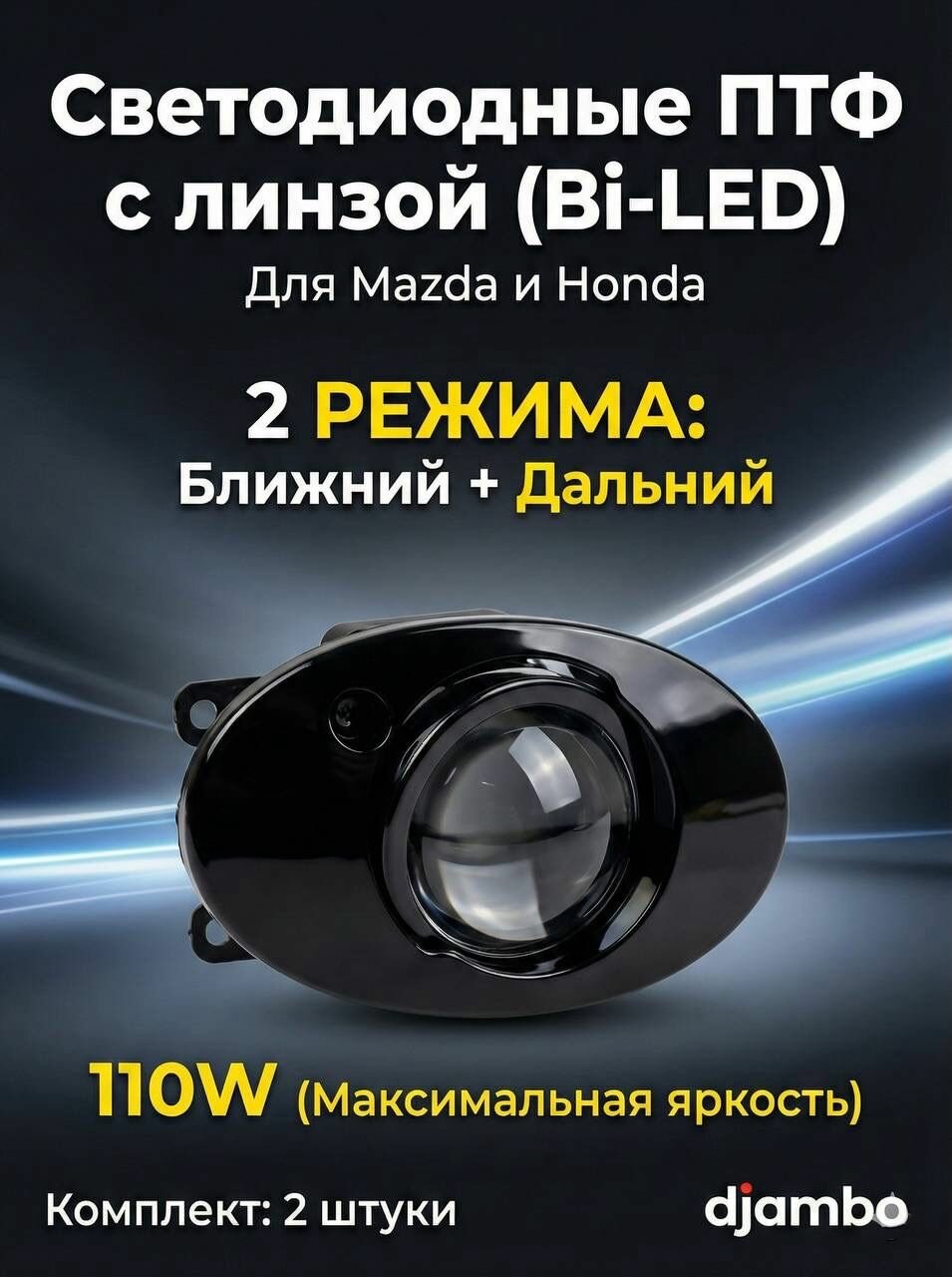Противотуманные фары LED Bi-Lens для Mazda и Honda