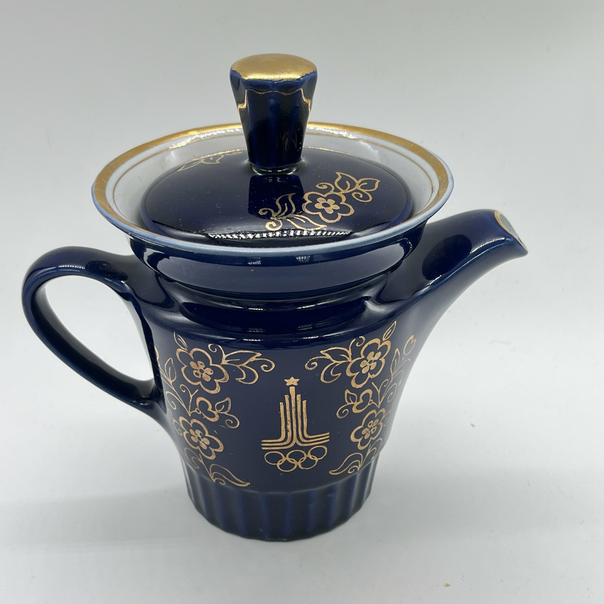 Чайник заварочный "Олимпиада 80", фарфор, кобальт, золочение