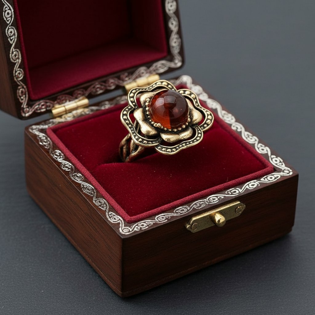 Кольцо, янтарь