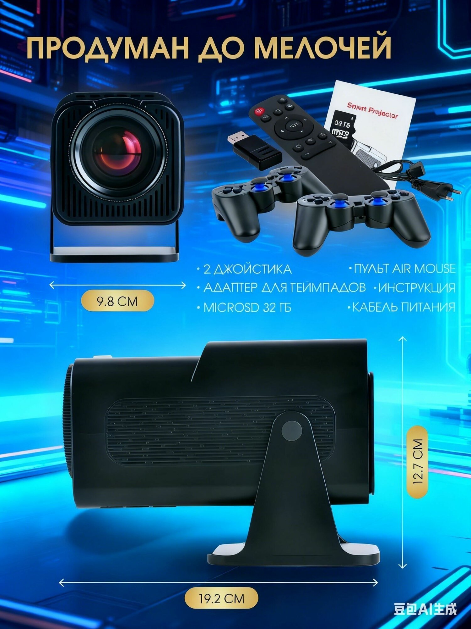 Pattern projector 1280x720 HD, 60 ватт, белый — фото 1