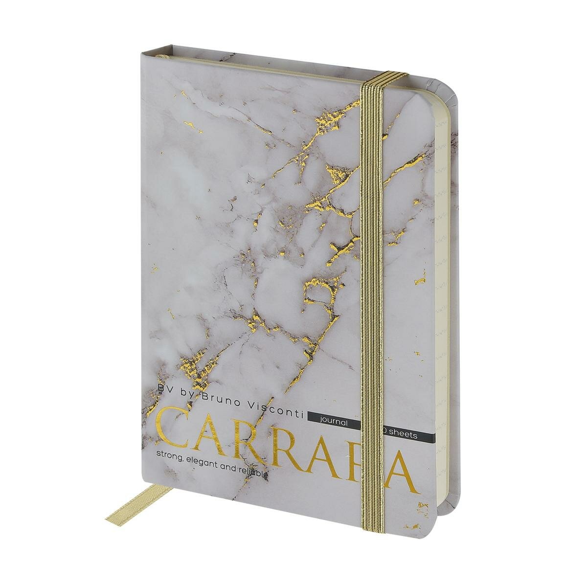 Записная книжка А6 100л. «Megapolis journal. Carrara» на резинке, искусственная кожа, бежевый дизайн
