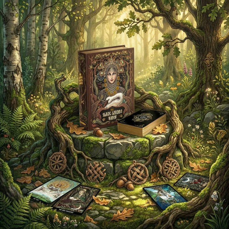 Карты Таро The Slavic Legends Tarot 12cm Gold, Taroteca / Славянские Легенды 12 см золотой срез 63819