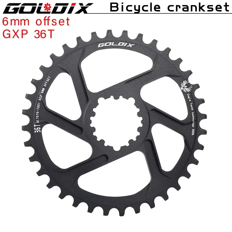 GOLDIX Звездочка для велосипеда MTB 30/32/34/36/38T 0/3/6 град. 6mm offset 36T
