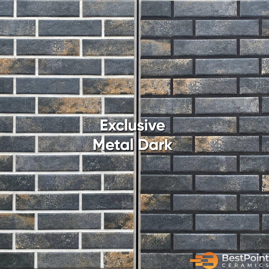 Плитка клинкерная BestPoint Ceramics "Exclusive Metal Dark" 24,5х6,5 см, матовая, тёмно-серая