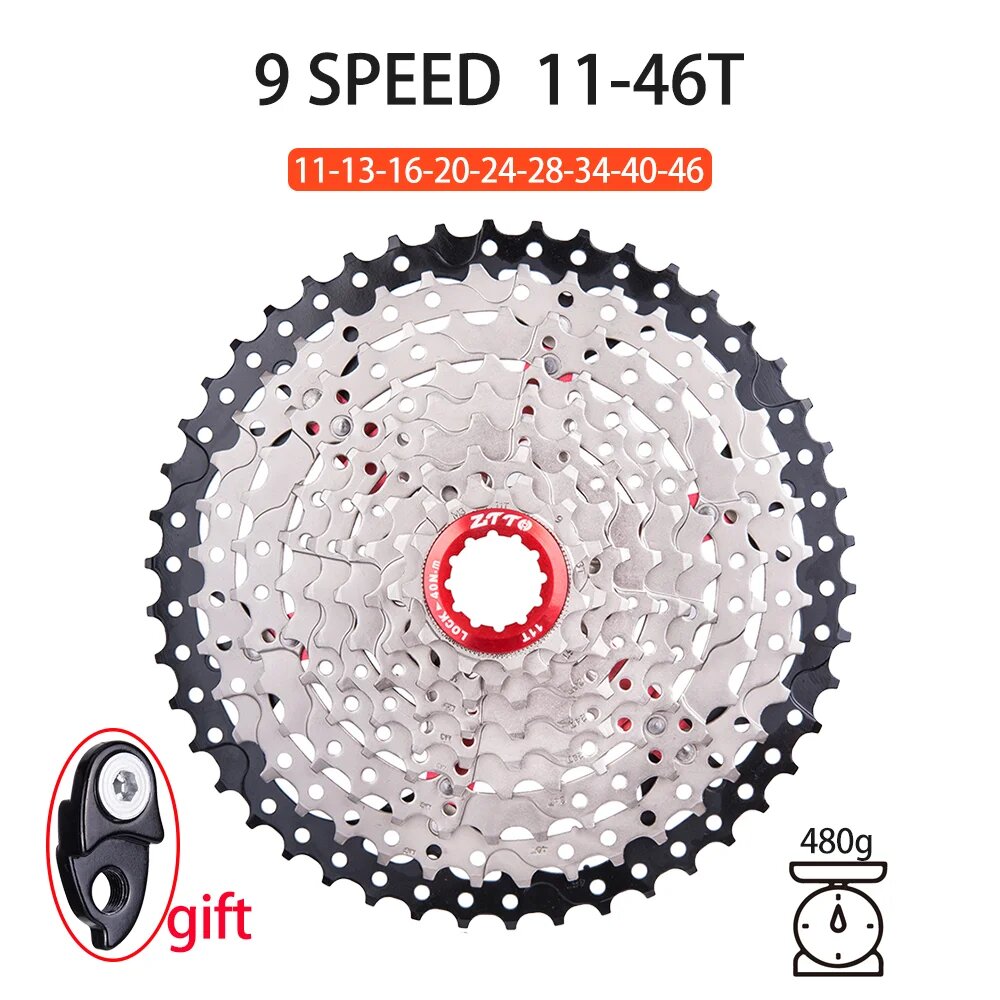 ZTTO MTB кассетная звездочка 8-13 скоростей серебристого цвета Белый, 9S 11-46T