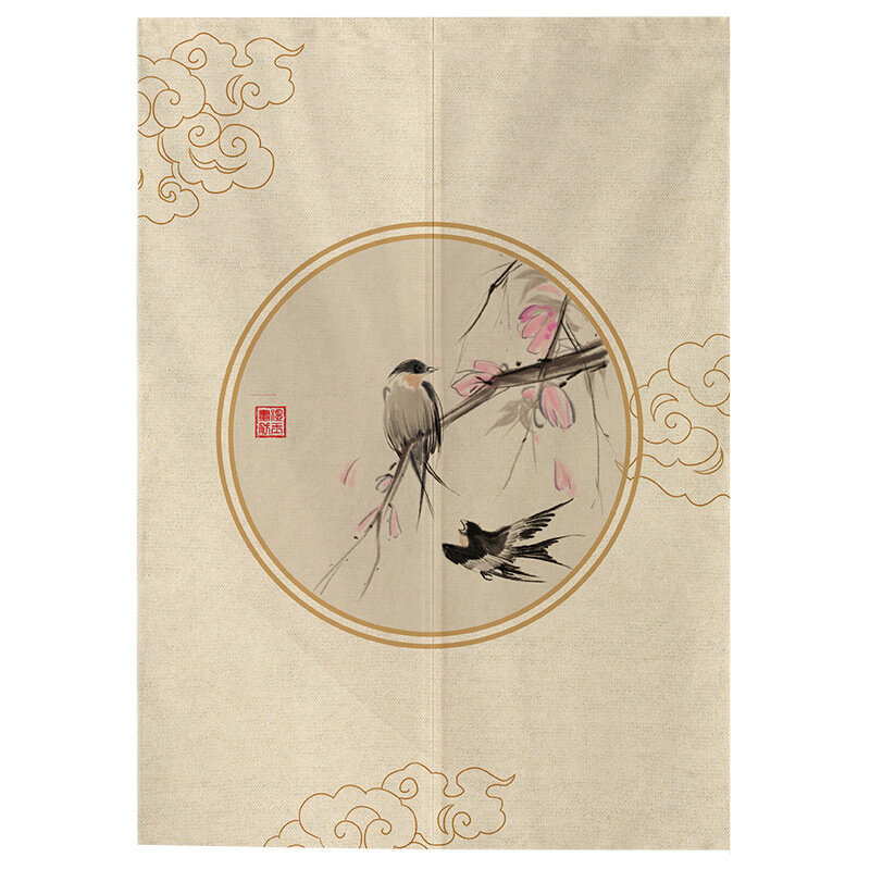 Дверная занавеска в китайском стиле, перегородка-занавеска, кухонная занавеска, домашняя полудлинная тканевая занавеска для спальни, тканевая занавеска в китайском стиле, подвесная занавеска без сверления.