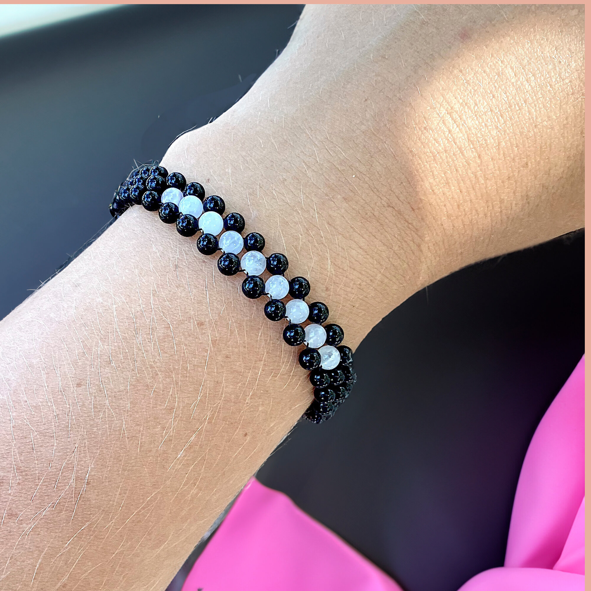 Плетеный браслет, кварц, агат