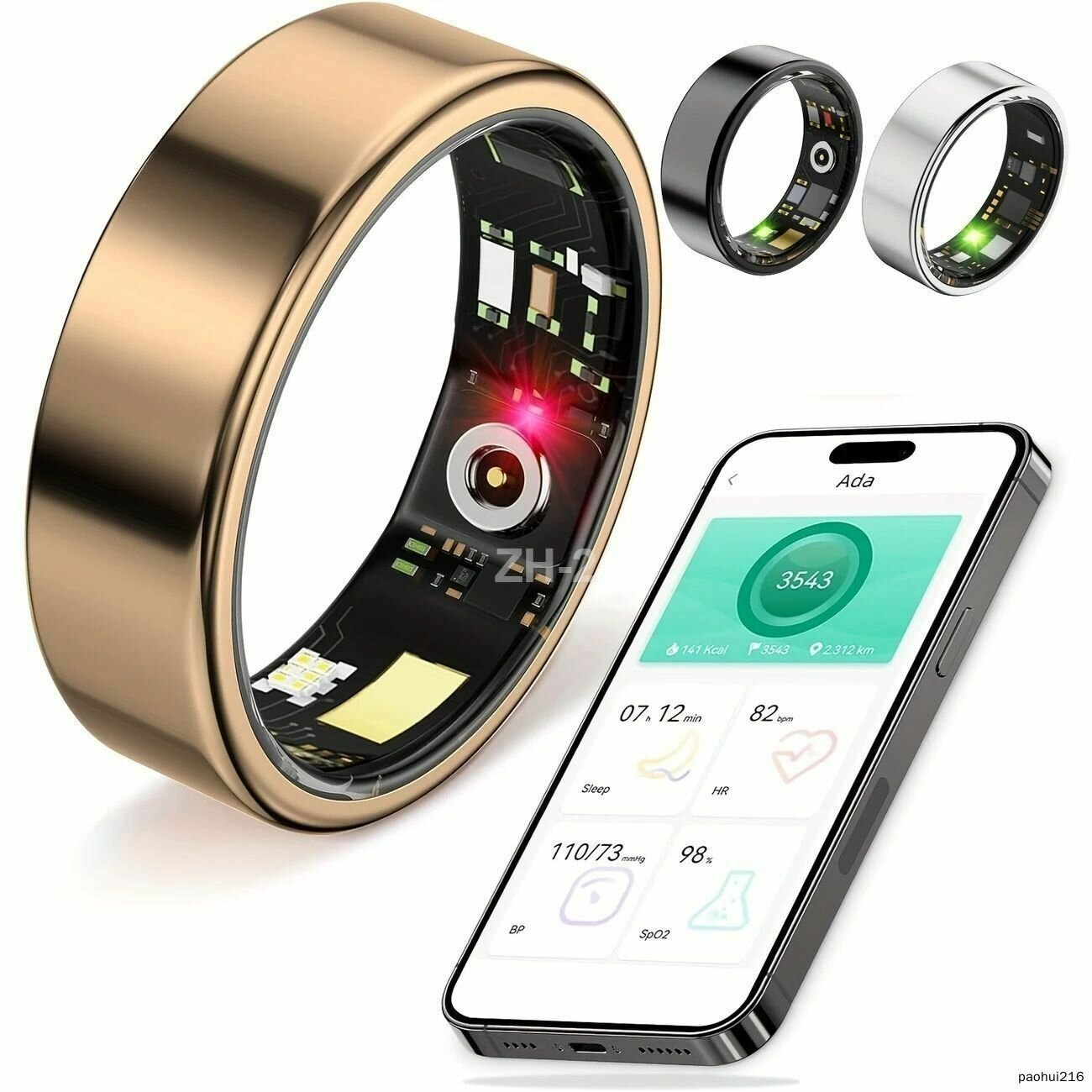 Унисекс смарт-кольцо фитнес-трекер с шагами, расстоянием, калориями, отслеживанием сна и многим другим для iPhone и Android Подарок