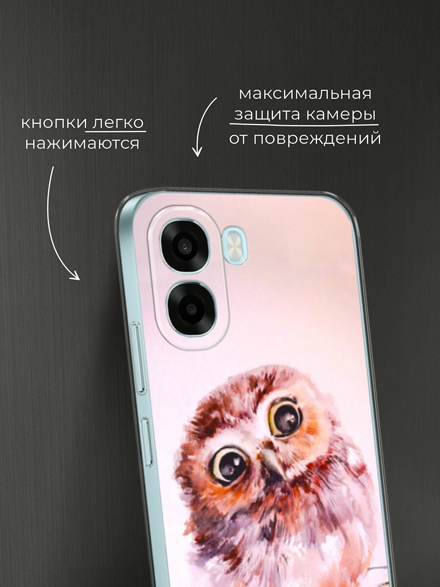 Силиконовый чехол на Oppo A6x / Оппо A6x с принтом Сова на розовом — фото 1