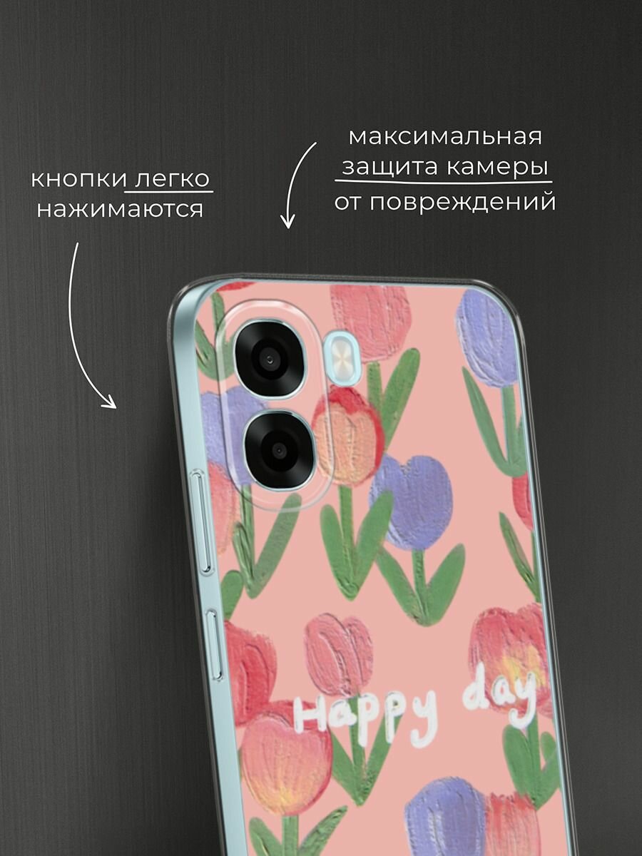 Силиконовый чехол на Oppo A6x / Оппо A6x с принтом Happy Day — фото 1