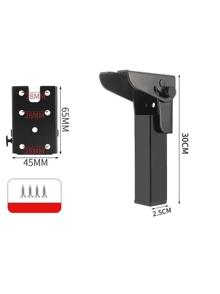 Складной кронштейн для мебели, черная сталь, 65x30x2.5 см