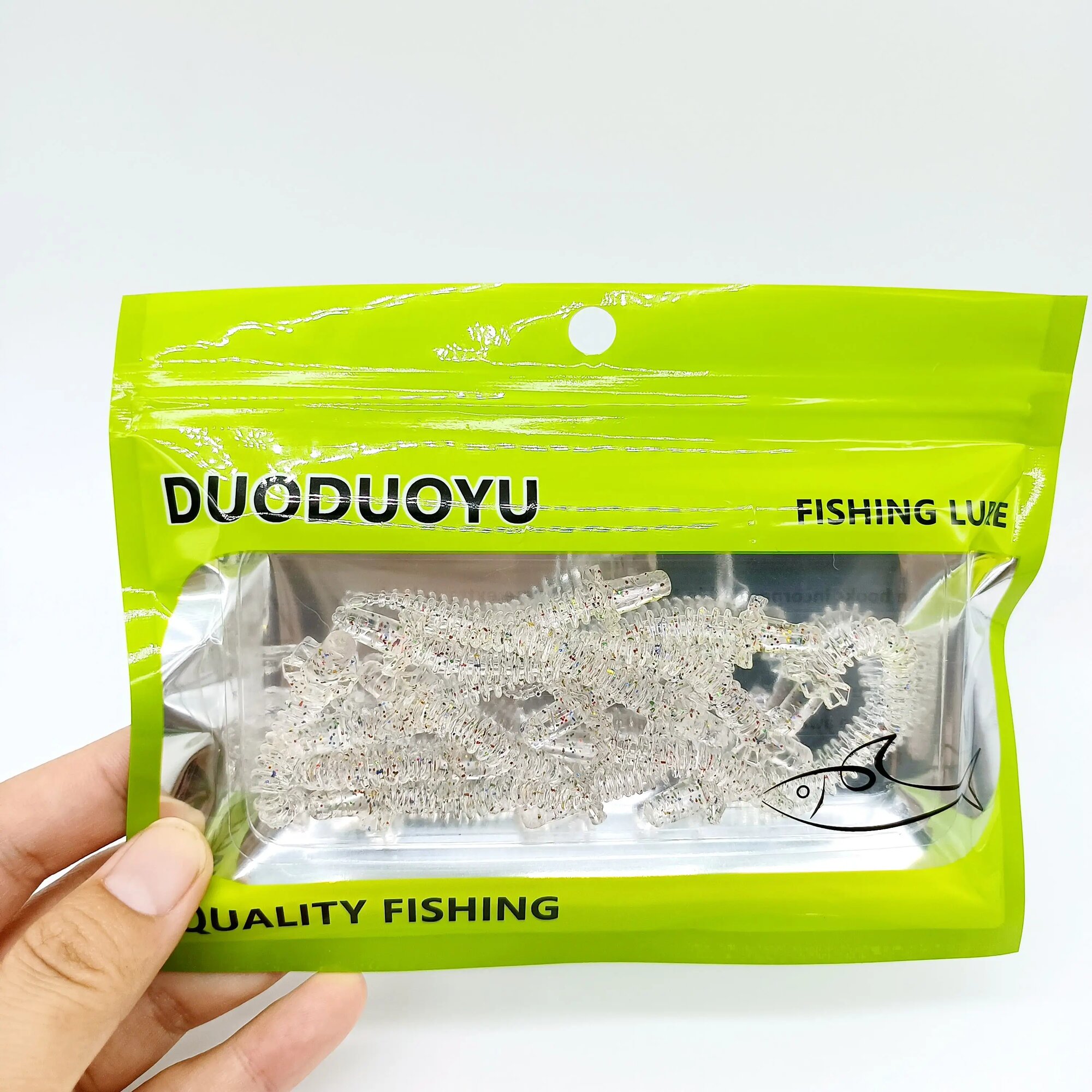 DUODUOYU 15 шт. мягкие приманки для рыбалки, Цвет: 15pcs YLR03 touming