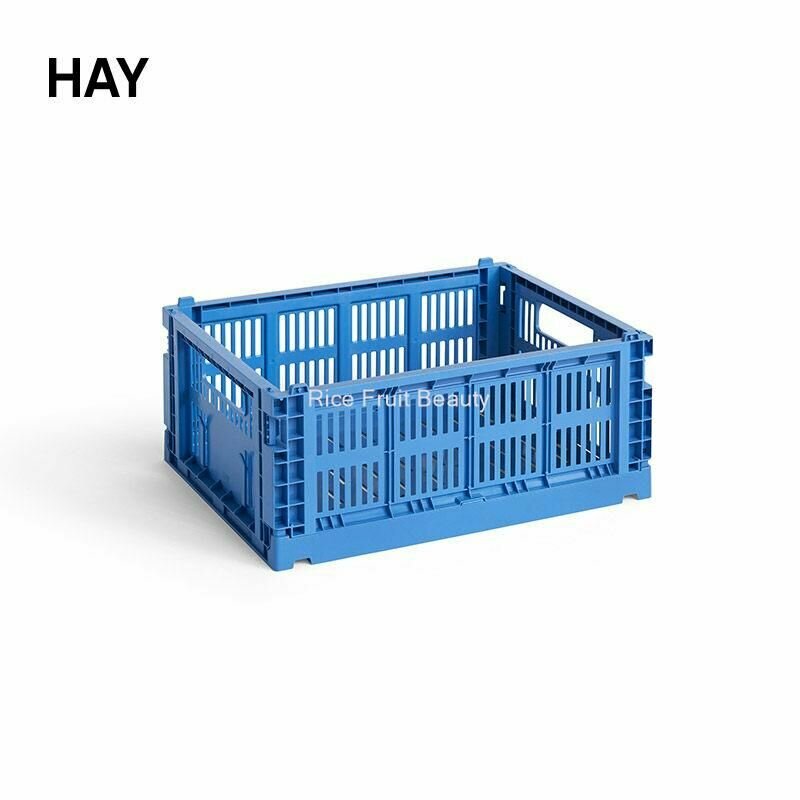 HAY New Colour Crate/Складная корзина для хранения, настольный ящик для хранения, M /Electric Blue 34.5x26.5x14
