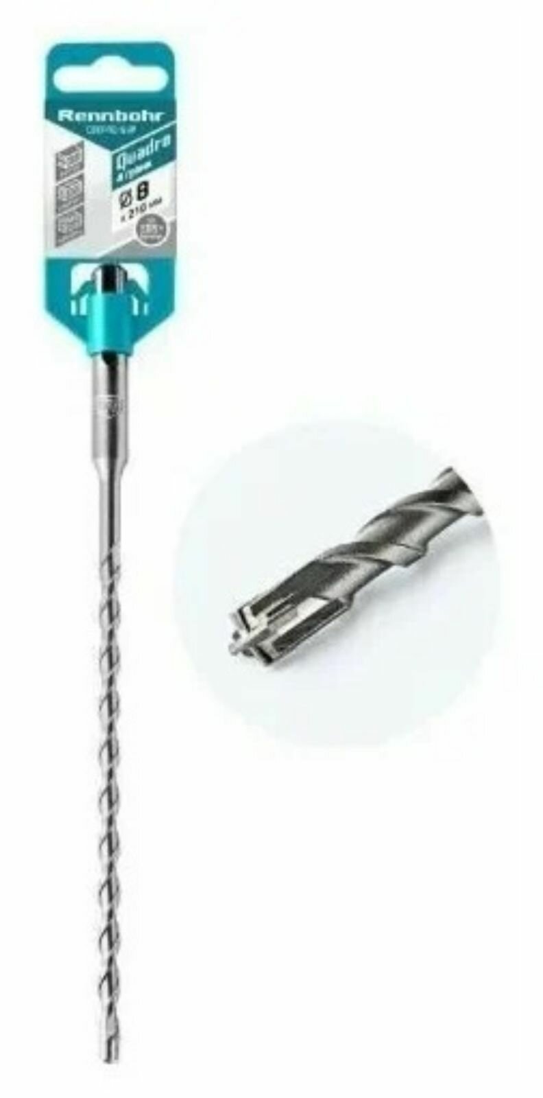 Бур по бетону Rennbohr С хвостовиком SDS-plus и 4 гранями, размер 8х210 мм 510821