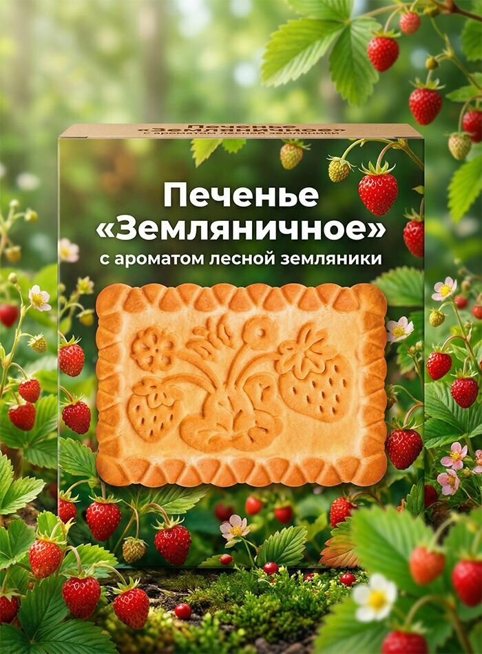 Печенье Земляничное с ароматом лесной земляники 5400г