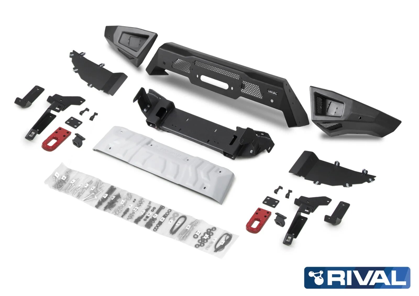 Силовой бампер RIVAL AL FRONT, для Toyota Land Cruiser 300, черный