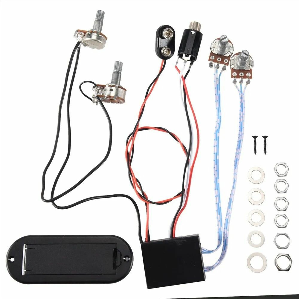 2-полосный активный бас-гитарный эквалайзер предусилитель схема звукоснимателя черный