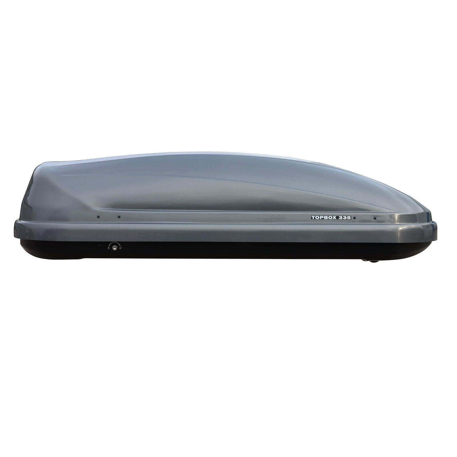 Автобокс на крышу Евродеталь TOPBOX 335 grey glossy, графит глянцевый, 335 литров, 150х74х39 см. Двухсторонний. П-скоба