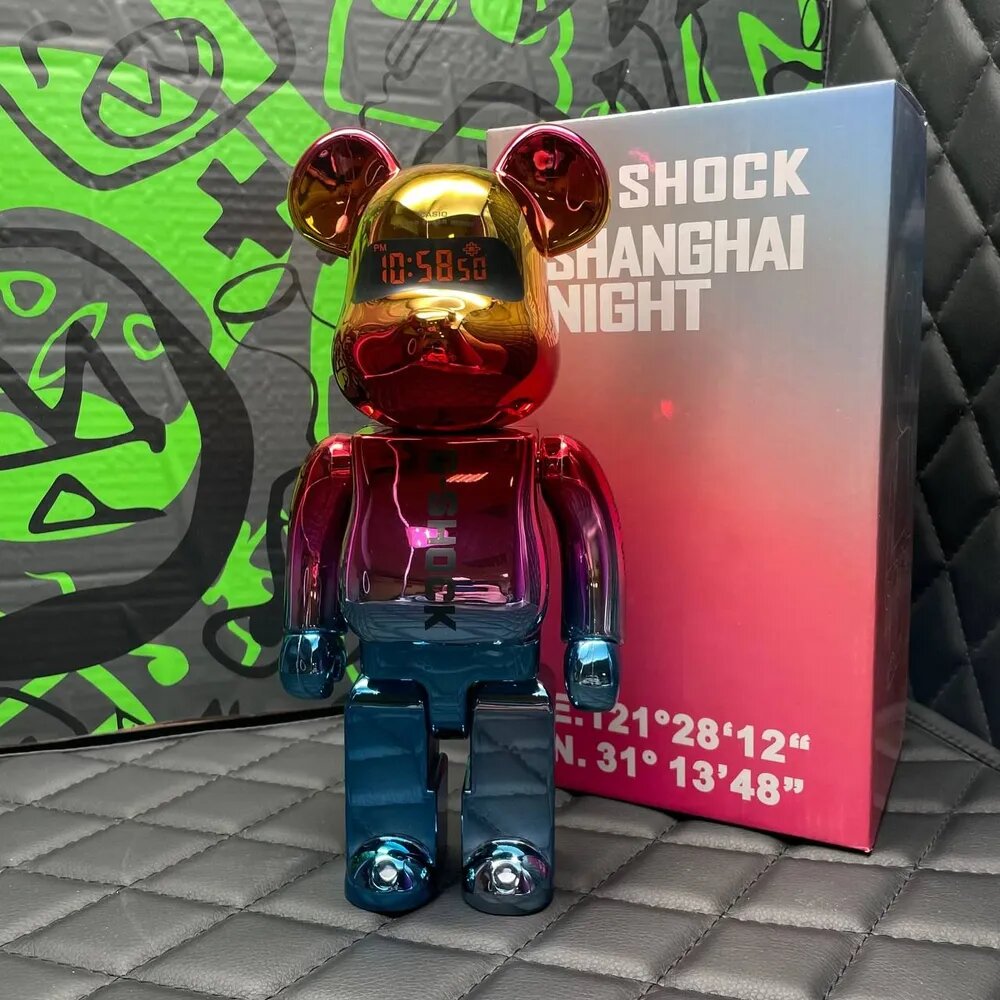 Игрушка Bearbrick G-Shock SHOCK SHANGHAI NIGHT 28см коллекционная фигурка из ABS пластика — фото 1