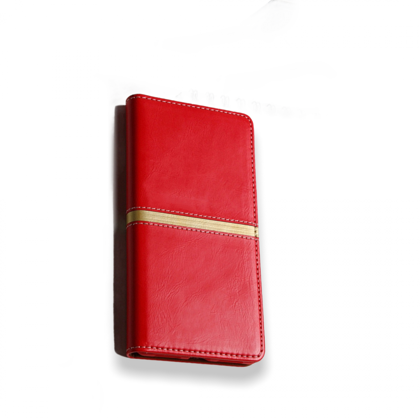 Чехол-книжка MyPads для Nokia 1.4 из водоотталкивающей импортной кожи с металлической основой красный с золотой полосой