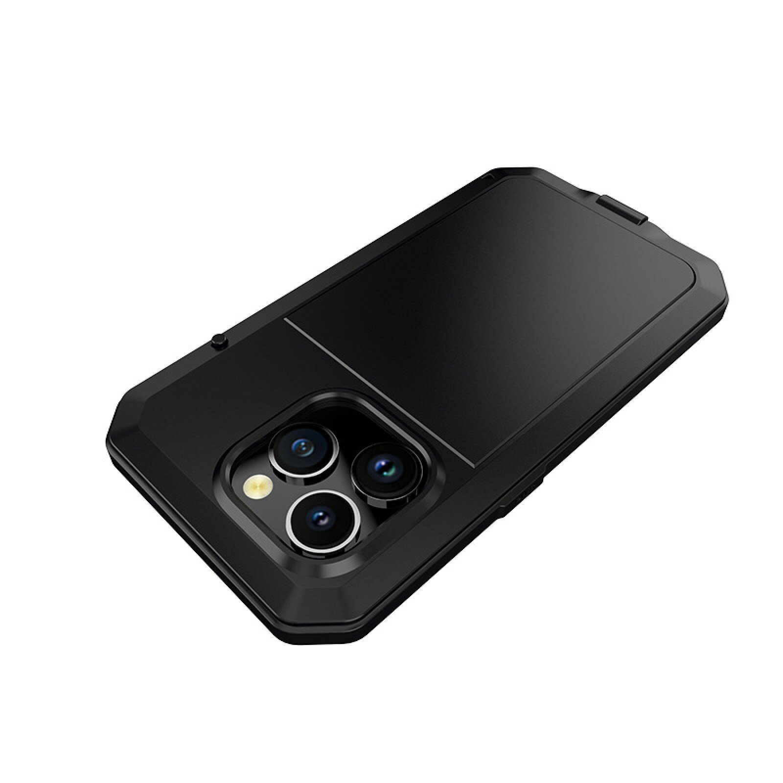 Чехол-бампер MyPads для iPhone 14 Pro MAX с металлическим корпусом и стеклом Gorilla Glass черный