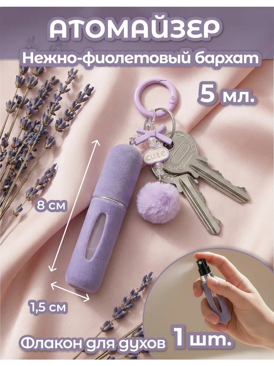 Атомайзер брелок для духов 5 мл бархат фиолетовый