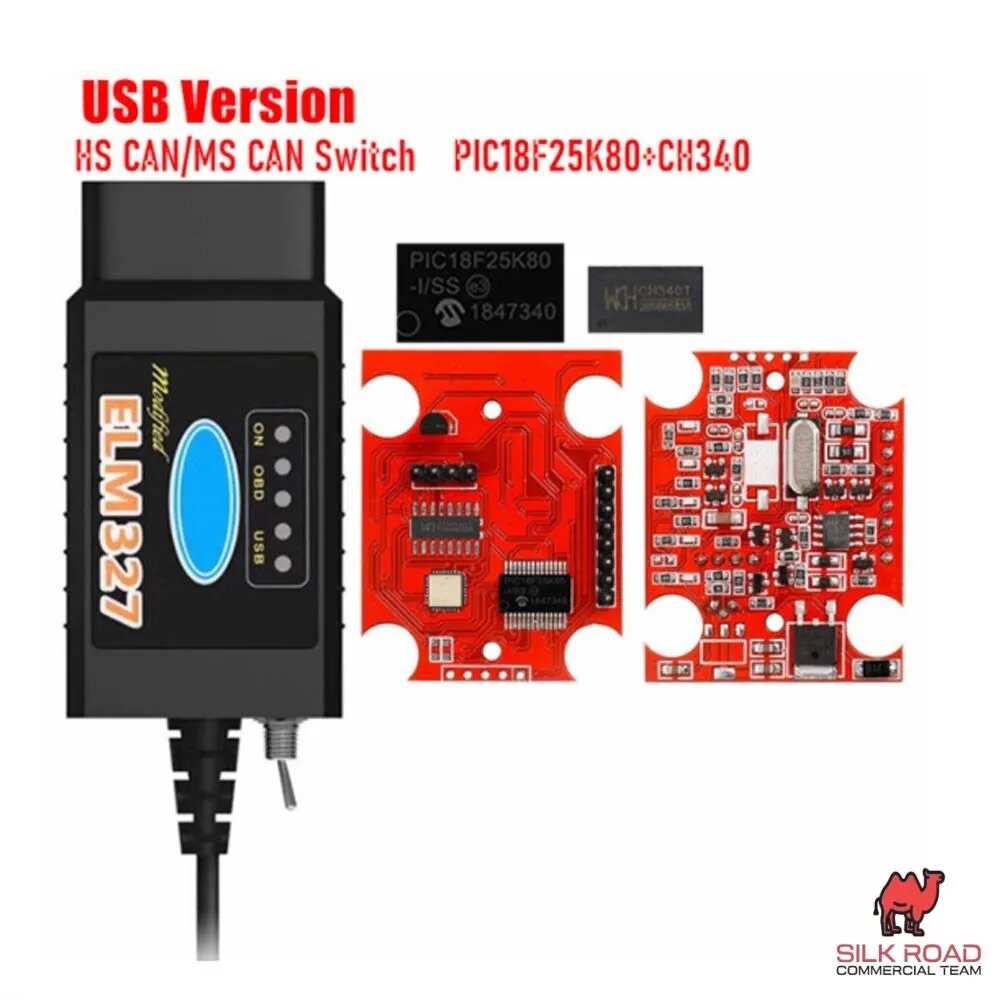 ELM327 USB V1.5 с переключателем HS/MS для Ford Forscan - диагностический кабель