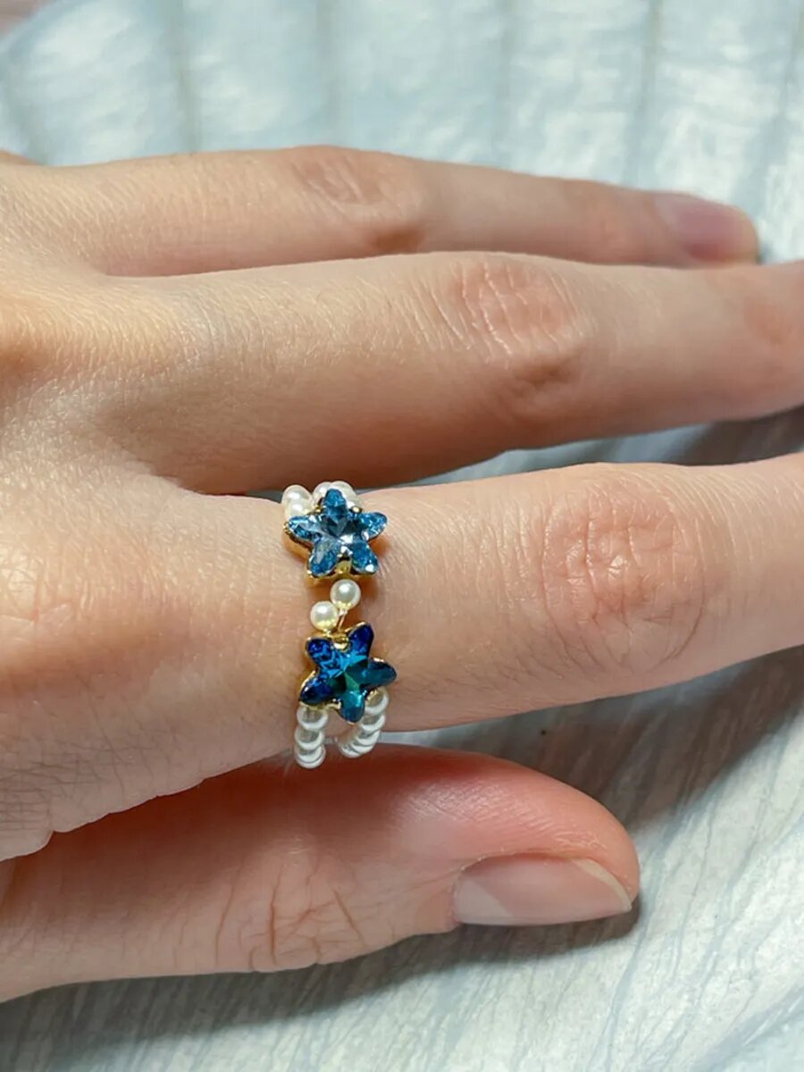 Кольцо, кристалл, жемчуг имитация, жемчуг Swarovski синтетический