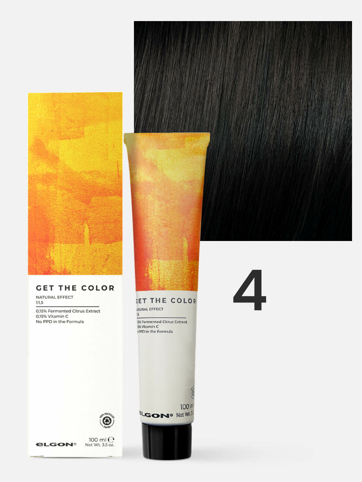 Крем - краска для волос профессиональная Elgon Get the Color 4 Каштановый, 100 мл