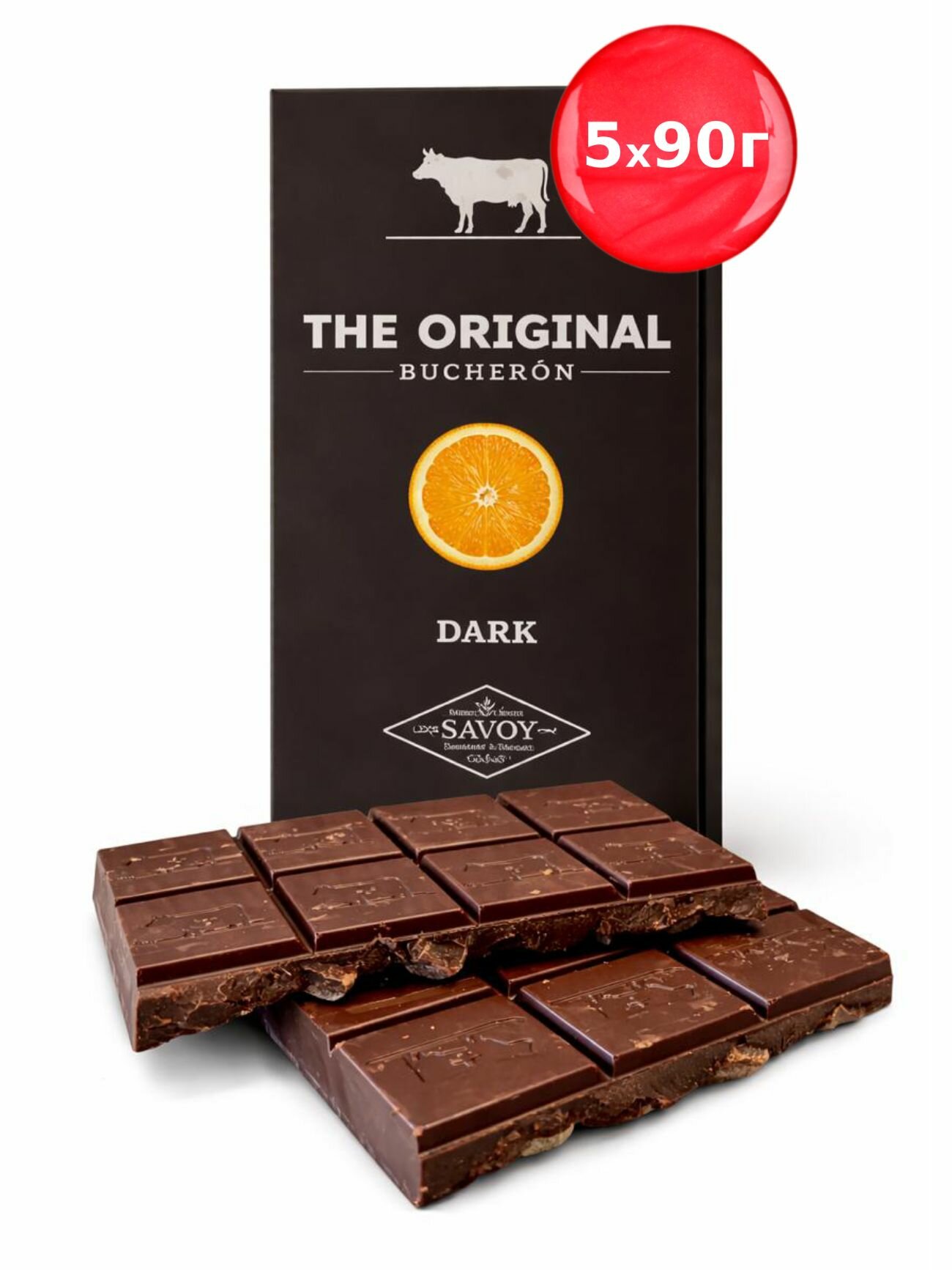 Шоколад бушерон Original горький с кусочками апельсина, 90 г х 5 шт