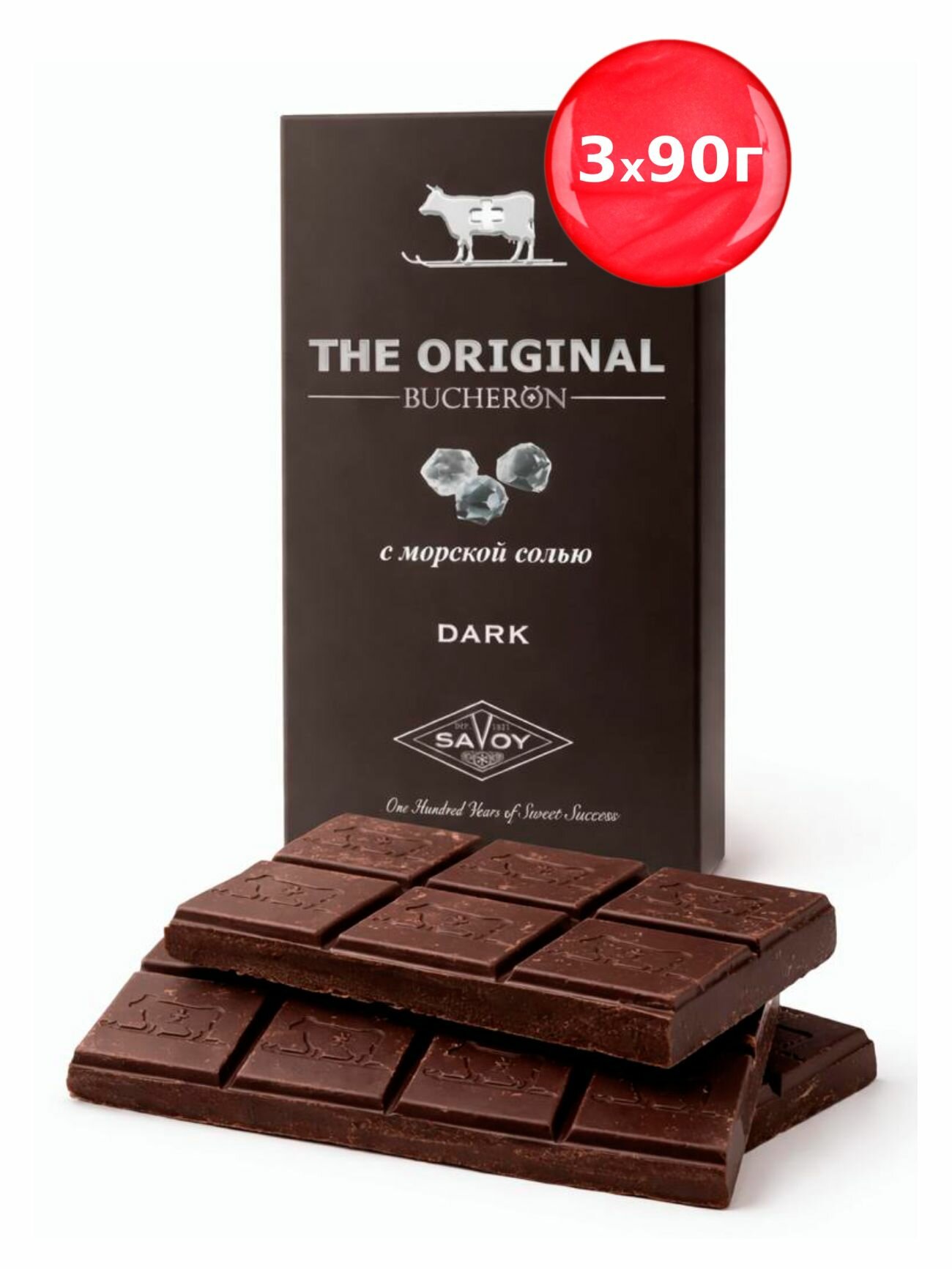 Шоколад бушерон Original горький с морской солью, 90 г х 3 шт