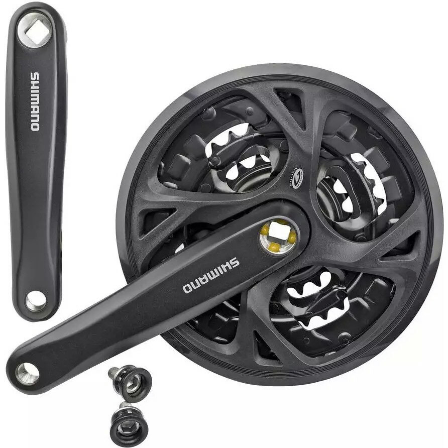 Система шатунов Shimano Altus FC-M371, 170 мм, 9 скоростей, 44/32/22T, под квадрат, с болтами, с защитой, 2-720220