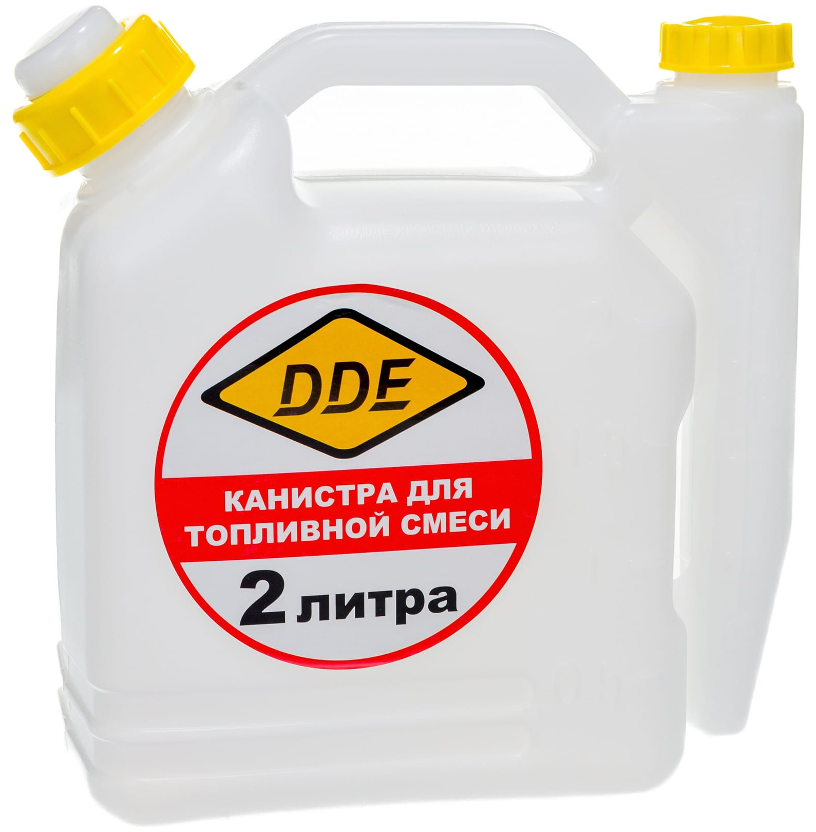 Канистра для бензина DDE / ДДЕ 247-019 вертикальная с винтовой крышкой для двухтактных двигателей пластик белый 2л / емкость для топлива