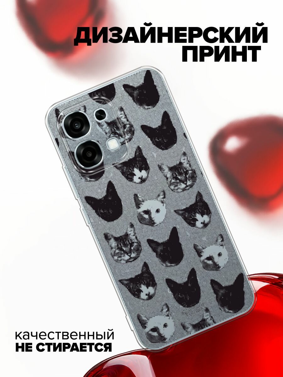 Чехол на Oppo A6 Pro / Оппо A6 Про с принтом Коты в черно-белом — фото 1