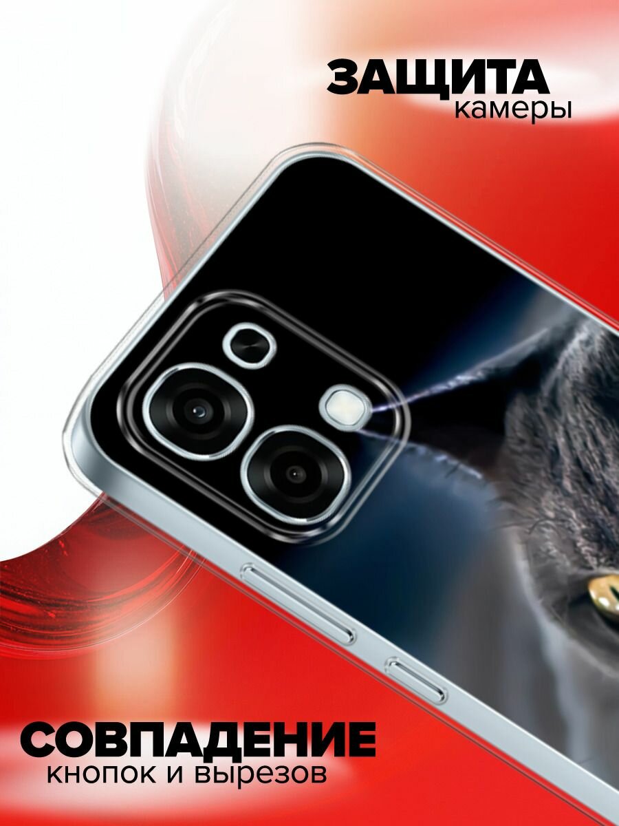 Силиконовый чехол на Oppo A6 Pro / Оппо A6 Про с принтом Кот на кровати — фото 1