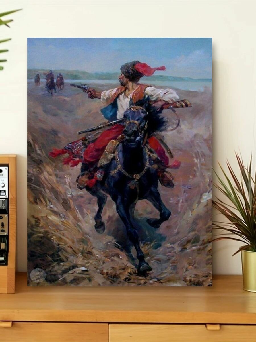 Картина на холсте 'Кавказский казак' Василия Верeshchагина 50 х 70