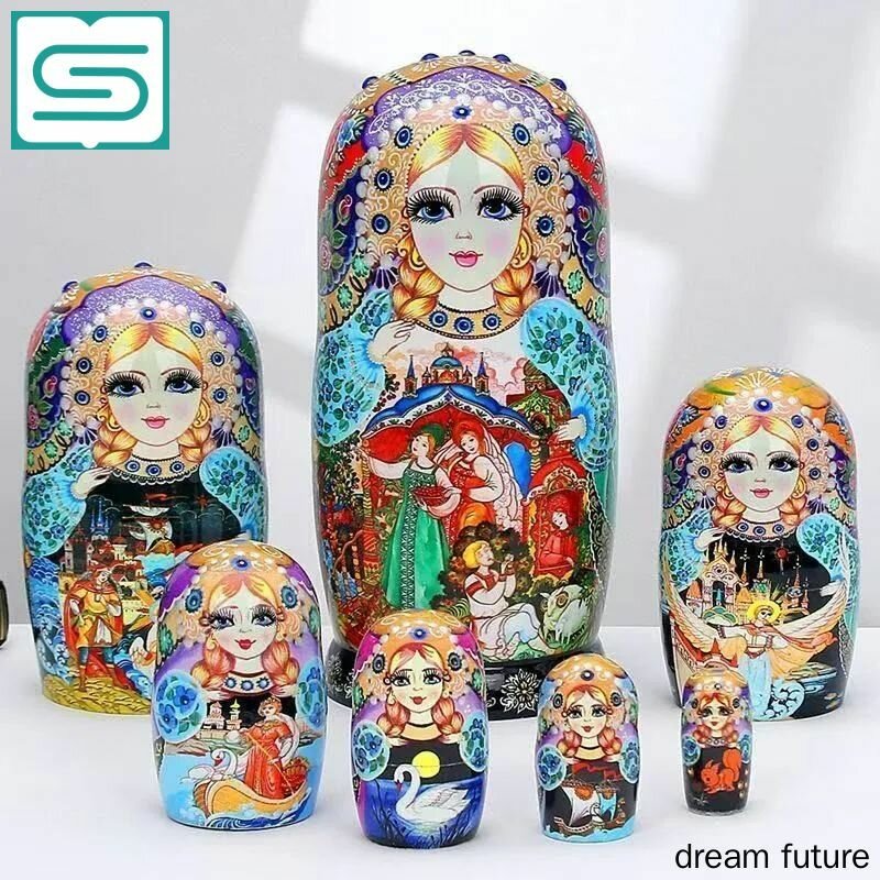 Русские матрешки, высота 20 см, ширина 10 см, 7 штук